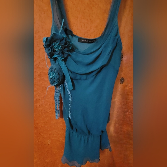 Nicola Finetti | Tops | Nicola Finetti Silk Top With Flower Applique ...